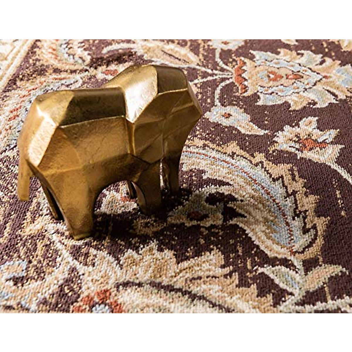 Unique Loom Voyage Collection Traditional Oriental Classic Intricate Floral Design Area Rug, 5 ft x 8 ft, Brown/Gold