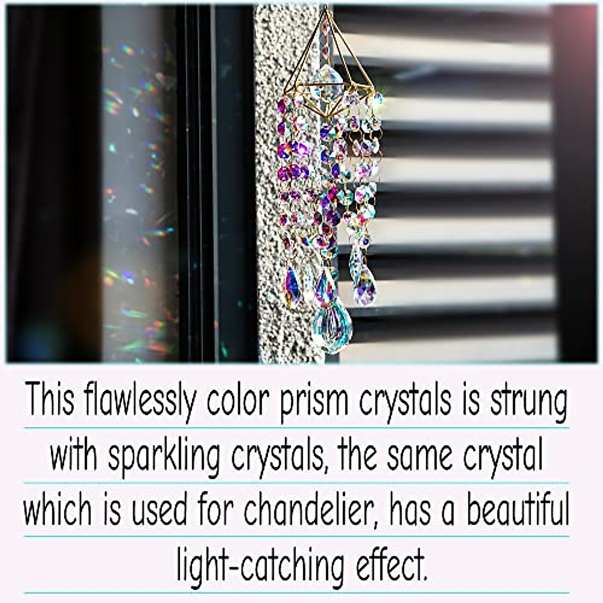 Crystal Suncatchers Hanging Wind Chime Style Garden Suncatcher Rainbow Maker Handmade Gold Plated Suncatcher