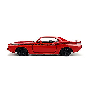 Jada Toys Big Time Muscle 1:24 1973 Plymouth Barracuda Die-cast Car Red/Black, Toys for Kids and Adults