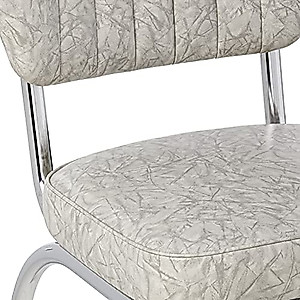 Richardson Seating Single Tone Channel Handle Back Retro Kitchen Chair with 2" Box Seat, Cracked Ice Grey, 18"