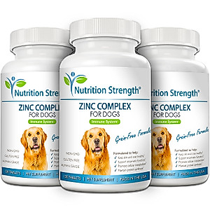 Nutrition Strength Zinc for Dogs to Support Healthy Skin & Coat, Promote Normal Growth, Balanced Immune Function & Cellular Metabolism, with Biotin, Folate, Selenium & Vitamin E, 120 Chewable Tablets