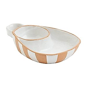Mud Pie Terracotta Chip & Dip, 7" x 9 3/4", White