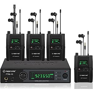 Phenyx Pro PTM-10B in Ear Monitor System in UHF Band Bundle with Compatible PTM-10 Bodypack Receiver
