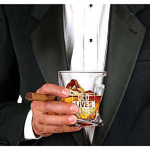 Bezrat Old Lives Matter Whiskey Scotch Glass 12 oz - Father Day or Retirement Gag Gifts - Senior Citizens Whiskey Glasses Funny Personalized Birthday Gift for Dad, Grandpa from Daughter, Son, Kids