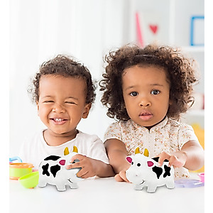 DolliBu Cow Bath Water Squirter Toy - Floating White Rubber Bath Toy, Cool Animal Squirting Bathtime Play Water Toy for Toddlers, Cute Farm Animal Bath Toys for Bathtub and Pool for Girls and Boys