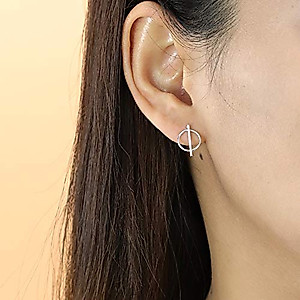 Boma Jewelry Sterling Silver Circle Bar Geometric Stud Earrings