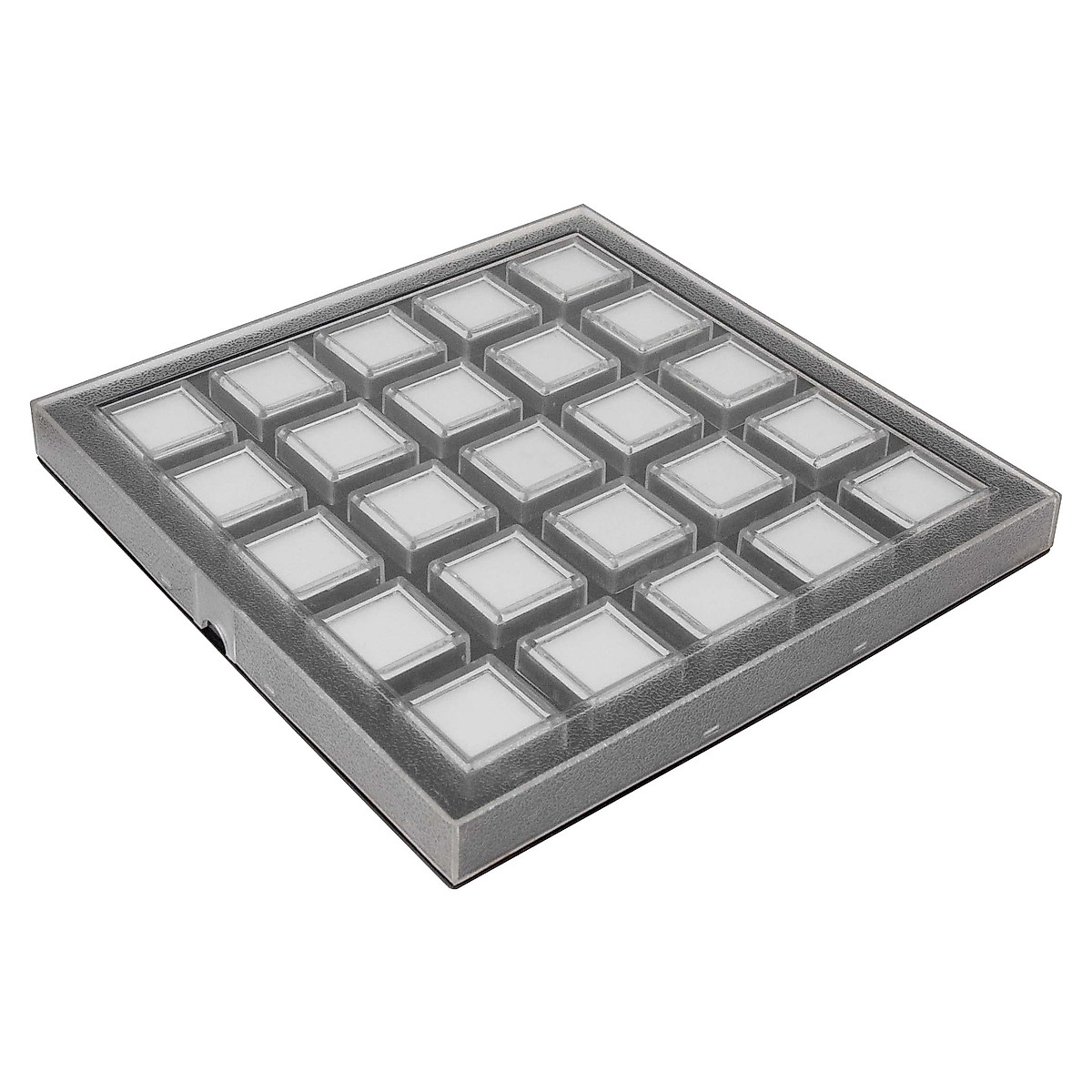 PMC Supplies LLC Plastic Gem Tray w/ 25 25 MM Compartments Storage Container Jewelry Bead Small Gemstone Findings Watch Battery Organizer