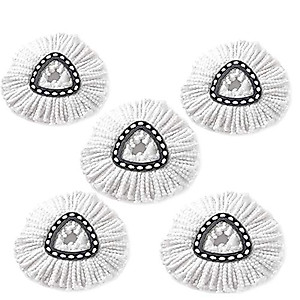 HOMEE Spin Mop Replacement Heads Compatible with Spin Mop, 5 Pack Mop Head Replacement Microfiber Mop Refills Easy Cleaning Mop Head Replacement