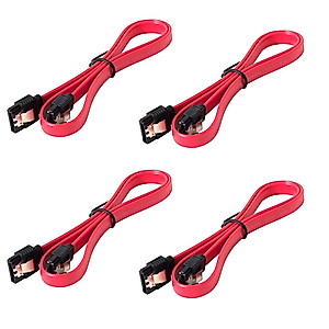 USECL 4 Pack Straight SATA III Hard Disk Cable 6.0GBPS,7pin Female to Female Date Cable with Locking Latch,Length :18 inches（red）