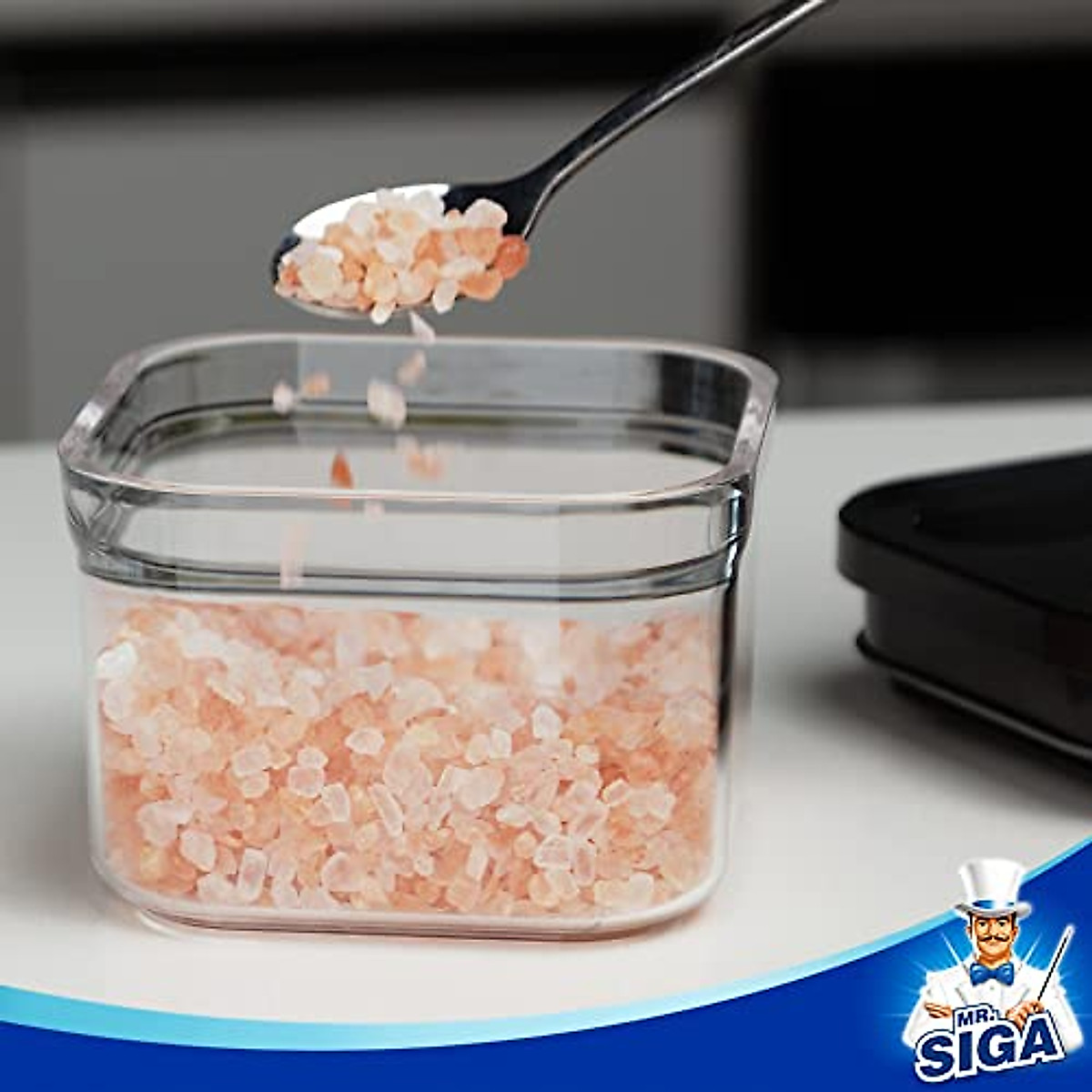 MR.SIGA 4 Pack Airtight Food Storage Container Set, BPA Free Kitchen Pantry Organization Canisters, One-handed Airtight Cereal Snack Candy Storage Containers, 360ml / 12.2oz, Small, Black