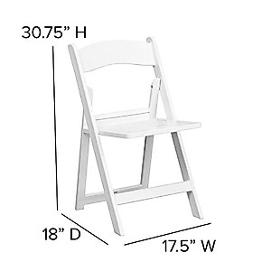 Flash Furniture HERCULES Series 1000 lb. Capacity White Resin Folding Chair with Slatted Seat