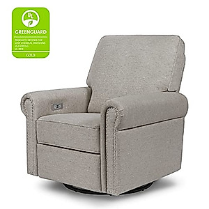 Namesake Linden Electronic Recliner and Swivel Glider with USB Port in Performace Grey Eco-Weave, Water Repellent & Stain Resistant, Greenguard Gold & CertiPUR-US Certified