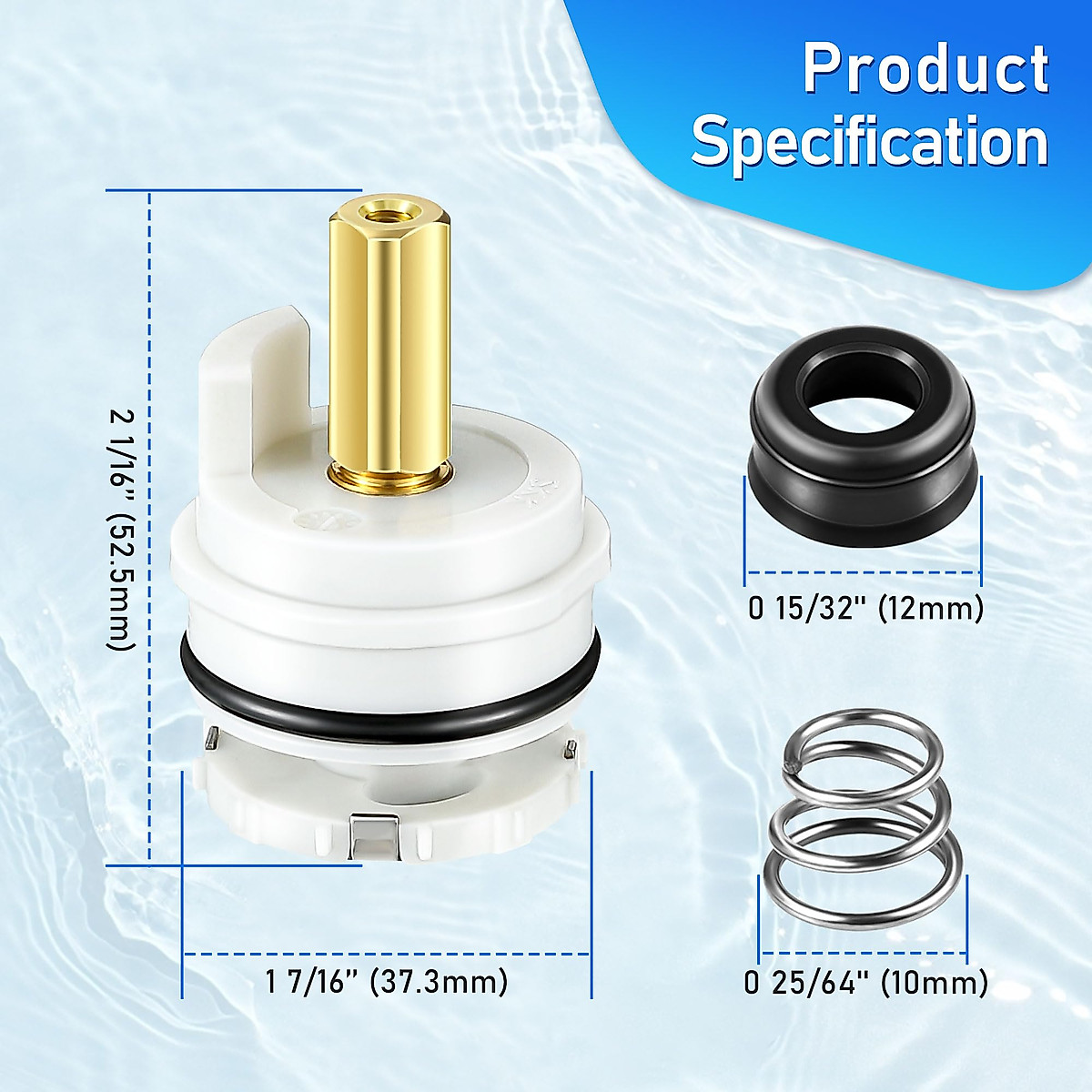 Dreyoo Square Stem Washerless Cartridge Replacement for DA603566, Shower Cartridge Compatible with Danze and Glacier Bay Single Handle Tub/Shower Faucets with Temperature Limit Stops