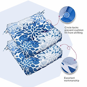 JMKaixin Pack of 2 Outdoor Seat Cushions, Patio Chair Cushions 19"x19" with Ties for Patio Furniture Chairs Home Garden Decoration (Blue and Grey)