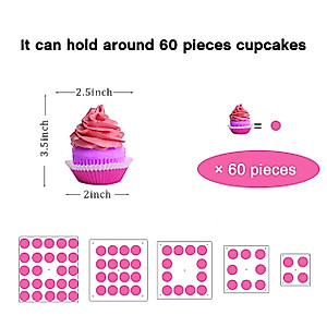 YestBuy Cupcake Stand – 5 Tier Premium Cupcake Holder – Acrylic Cupcake Tower Display – Cady Bar Party Décor –Acrylic Display for Pastry + LED Light String – Ideal for Weddings, Birthday (Pink)