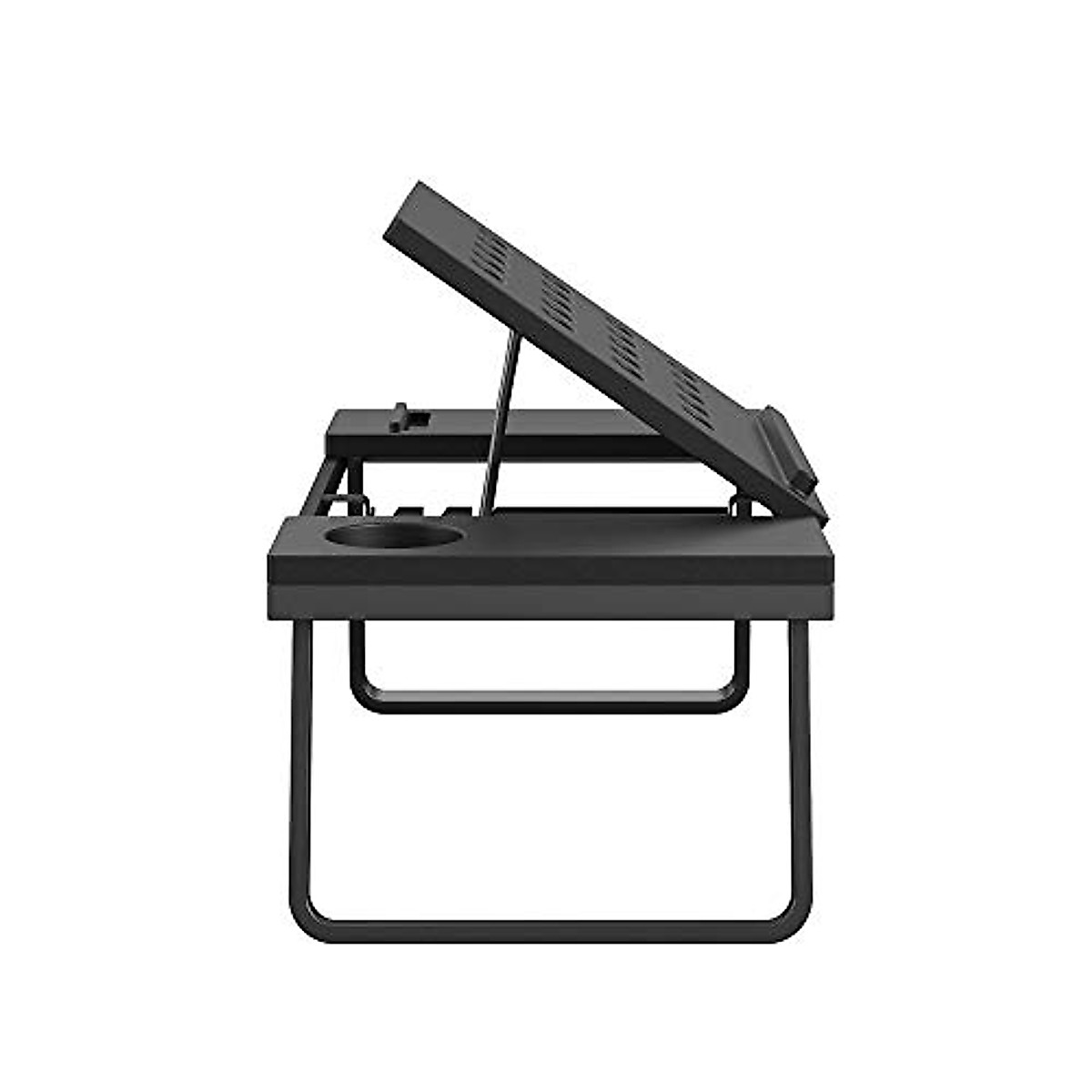 COSCO Folding Laptop, Black w/Cup & Electronic Device Holder, Adjustable & Portable Desk Activity Tray, 1 Pack