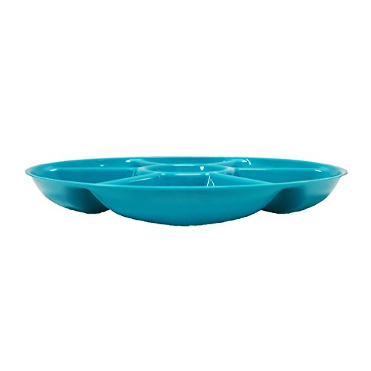 Set of 4 Assorted Colors Black Duck Chip N Dip Hard Plastic 11.5-Inch Round 7-Section Serving Trays!