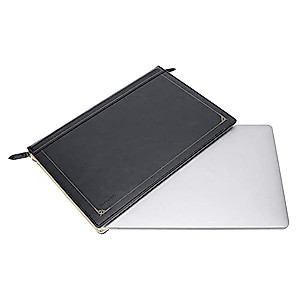 MOSISO Laptop Sleeve Compatible with MacBook Air 13 inch M2 A2681 M1 A2337 A2179 A1932/Pro 13 inch M2 M1 A2338 A2251 A2289 A2159 A1989 A1706 A1708, PU Leather Vintage Portfolio Cover, Black