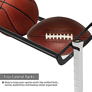 Lineslife Wall Mount Sports Equipment Storage Rack,3 Shelf Separate Garage Ball Organizer for School,Gym,Home