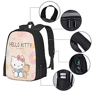 SOREC Hello Cat Kitty And Friend Backpack Big Capacity Water Resistant Lightweight Laptop Backpack For Travel Office Outdoor Cosplay Daypacks