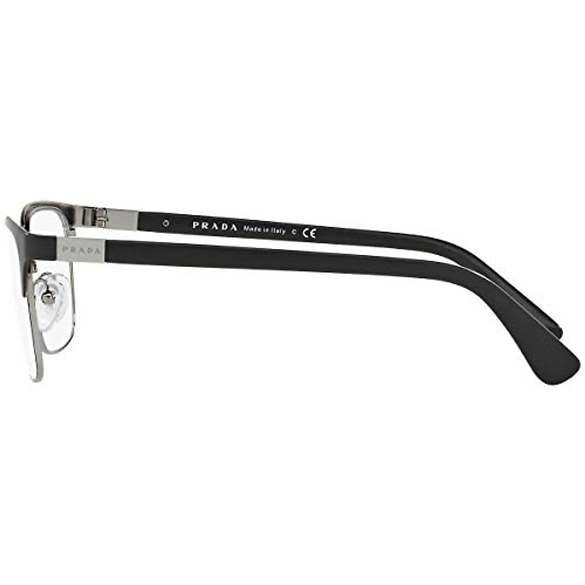 Prada Heritage PR 54TV 1BO1O1 Matte Black Metal Rectangle Eyeglasses 55mm