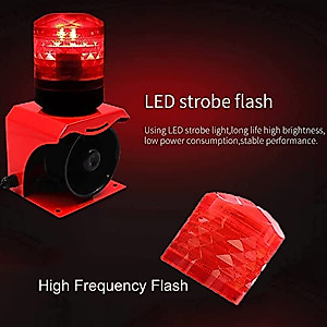 SF-513 (DC 12V~24V) Industrial Sound and Light Alarm Emergency Warning Light Outdoor Waterproof Alarm Horn Siren Safety Voice Strobe Flash 120dB Waterproof… (AC 220V)