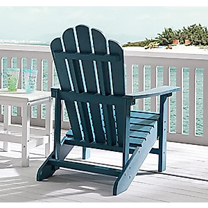 EFURDEN Adirondack Chair, Polystyrene, Weather Resistant & Durable Fire Pits Chair for Lawn and Garden, 350 lbs Load Capacity with Easy Assembly (Blue, 1 pc)