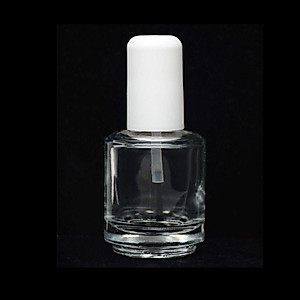Karlash Premium Empty Polish Bottle Clear + Brush + Mixing ball + White Cap 0.5 Oz - 4 Pieces
