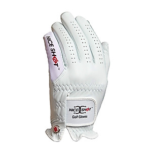 Nice Shot "You are Nothing Pinkie White Cabretta Leather Golf Glove Women's Right Hand - Medium