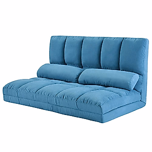 Harper & Bright Designs Adjustable Floor Sofa and Couch for Living Room and Bedroom, 5 Position Floor Gaming Chair, LoveSeat (Loveseat Couch, Blue Couch)