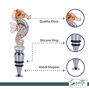 Glass Seahorse Wine Stopper - Tan