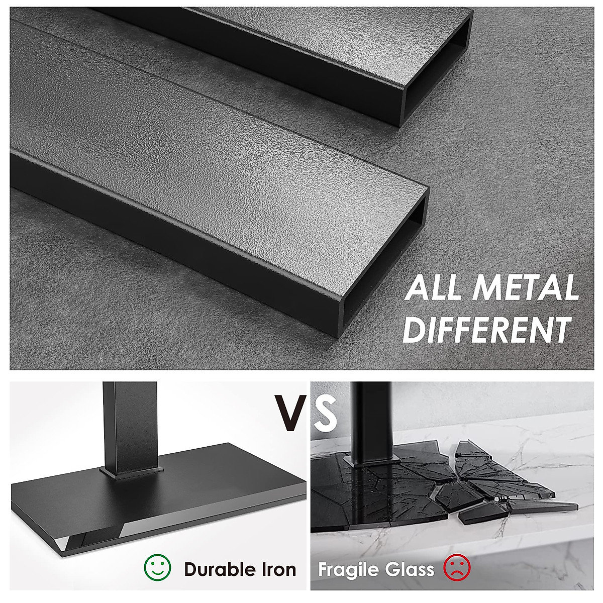 FITUEYES Iron Base Universal Floor TV Stand with Swivel Mount Space Saving for 26-65 Inch LED LCD OLED Plasma Flat Panel or Curved Screen TVs Height Adjustable Wire Management (Black)