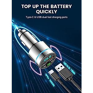 RIWUSI BC61 [All-Metal] FM Bluetooth 5.3 Transmitter for Car X1+ T25C [Upgraded Type-C] Bluetooth Car Adapter X1