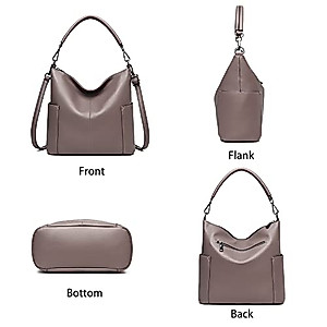 TarsaMult Hobo Bags for Women Soft Faux Leather Shoulder Crossbody Ladies Purses and Handbags Fashion Large Bucket Tote Bag(6073 Khaki)