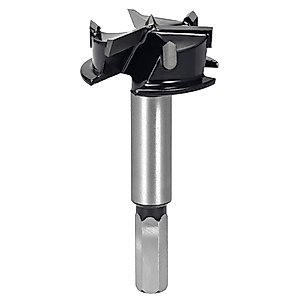 uxcell Forstner Wood Boring Drill Bit 35mm Dia. Hole Saw Carbide Alloy Steel Tip Hex Shank Cutting Tool for Plywood Wood