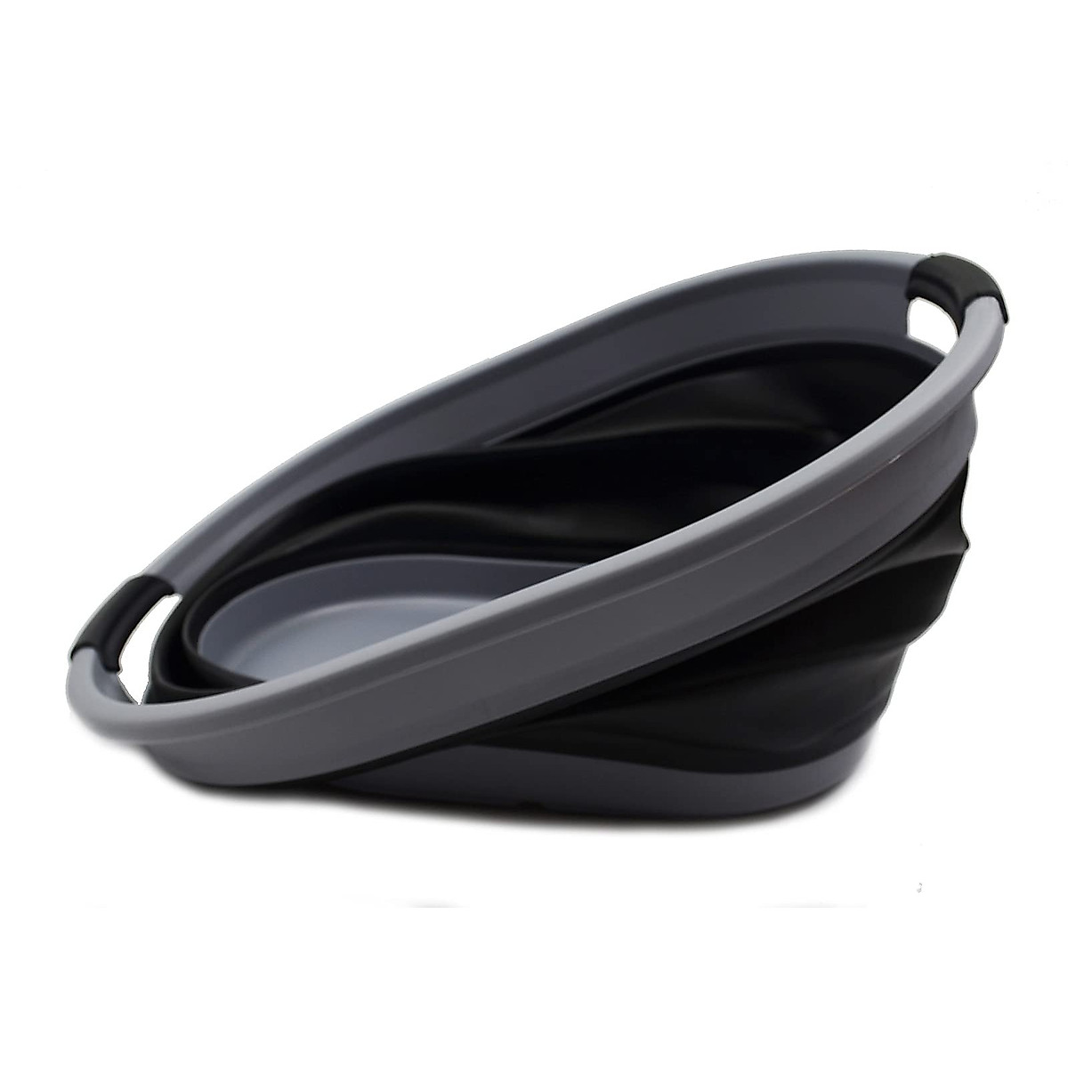 SAMMART 28L (7.4 gallon) Collapsible Plastic Laundry Basket-Oval Tub/Basket - Portable Washing Tub-Space Saving Laundry Hamper, Water capacity: 22L (5.8 gallon) (1, Bright Blue)