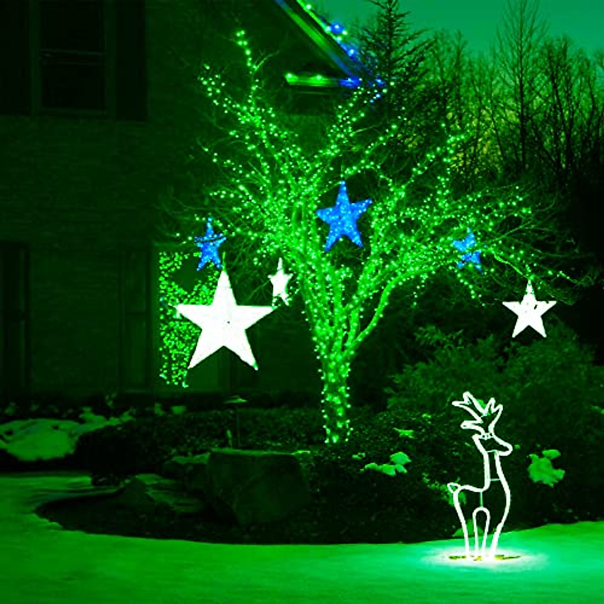 weillsnow Green Christmas Lights, 200 LED 66Ft Plug in Waterproof St Patrick's Lights, 8 Modes with Memory for Outdoor Indoor Garden Tree Patio Irish Christmas Decorations (66FT, Green)