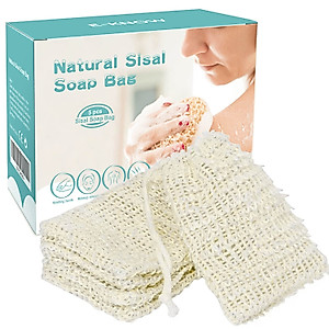 E-Know Soap Bag, 5 Pack Natural Sisal Soap Saver, Zero Waste Plastic-Free Soap Net, Foaming and Drying The Soap, Massage, Peeling