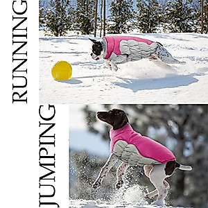 MKubwaa Polar Fleece Dog Jacket, Reflective Dog Cold Weather Coat Vest for Small Medium Dogs, Winter Waterproof Puppy Clothes with Fur Collars, Comfortable Thicken Pet Winter Apparel(Red-XL)