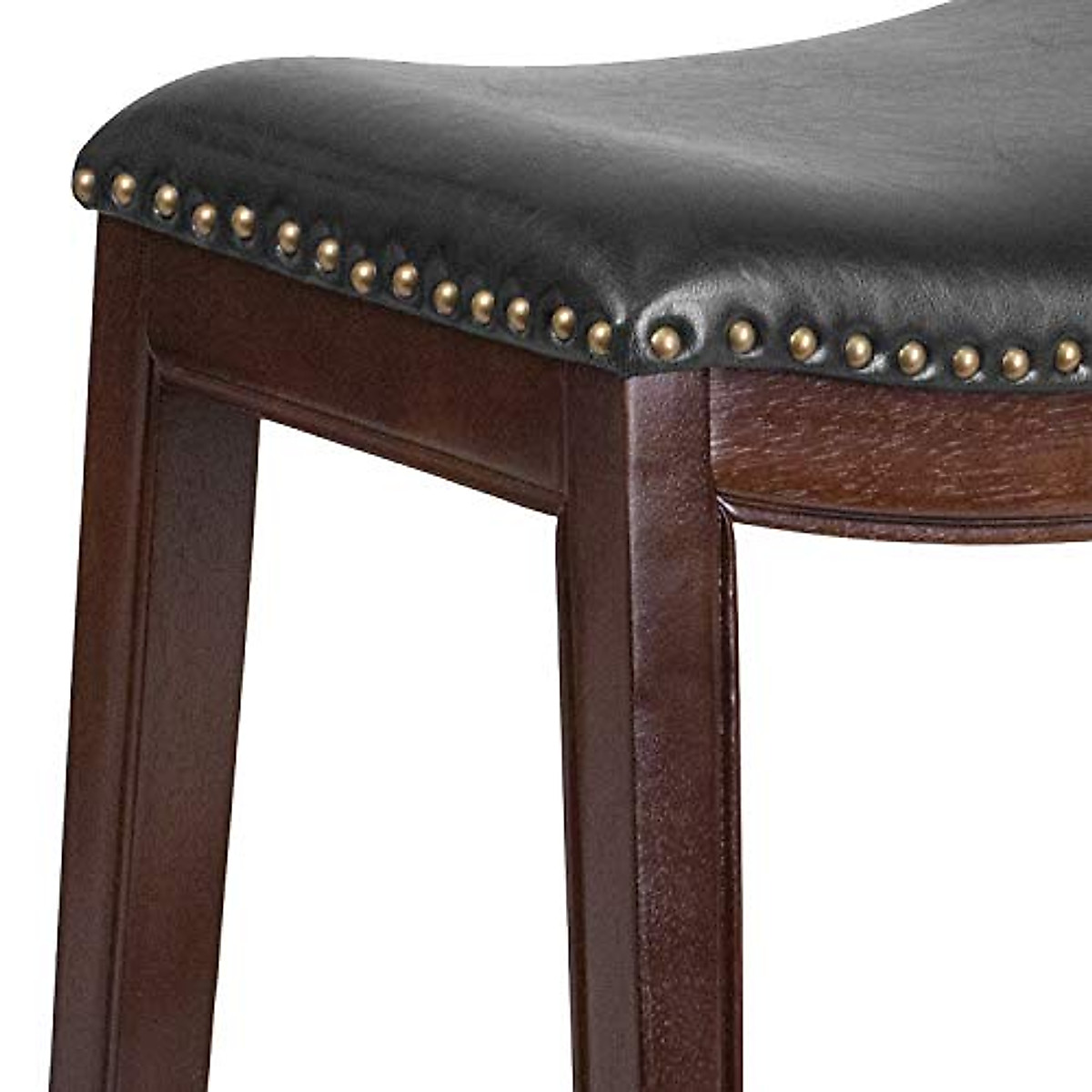 Flash Furniture Alphus 26'' High Backless Cappuccino Wood Counter Height Stool with Black LeatherSoft Saddle Seat