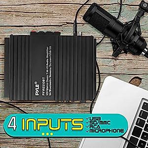 Pyle Class-T Bluetooth Power Audio Amplifier - 120W Mini Dual Channel Sound Stereo Receiver Box w/ USB, RCA, 12V Adapter - For Subwoofer Speaker, Home Theater, PA System, Studio Use - Pyle PFA220BT