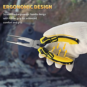 BOOSDEN® 8 inch Needle Nose Pliers with Side Cutters, Precision Long Nose Pliers with Wire Cutters, Professional Needle Nose Spring Loaded Pliers, Used for Cutting Clamping Pinching Jewelry Making