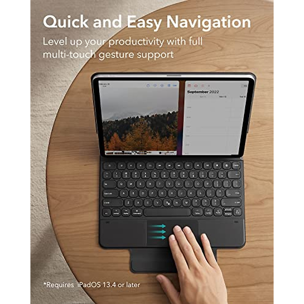 ESR iPad Keyboard Case for iPad Pro 12.9 inch (3rd, 4th, 5th, 6th Generation), Easy-Set Floating Cantilever Stand, Precision Multi-Touch Trackpad, Multi-Color Backlit Keys, Magic Keyboard, Black