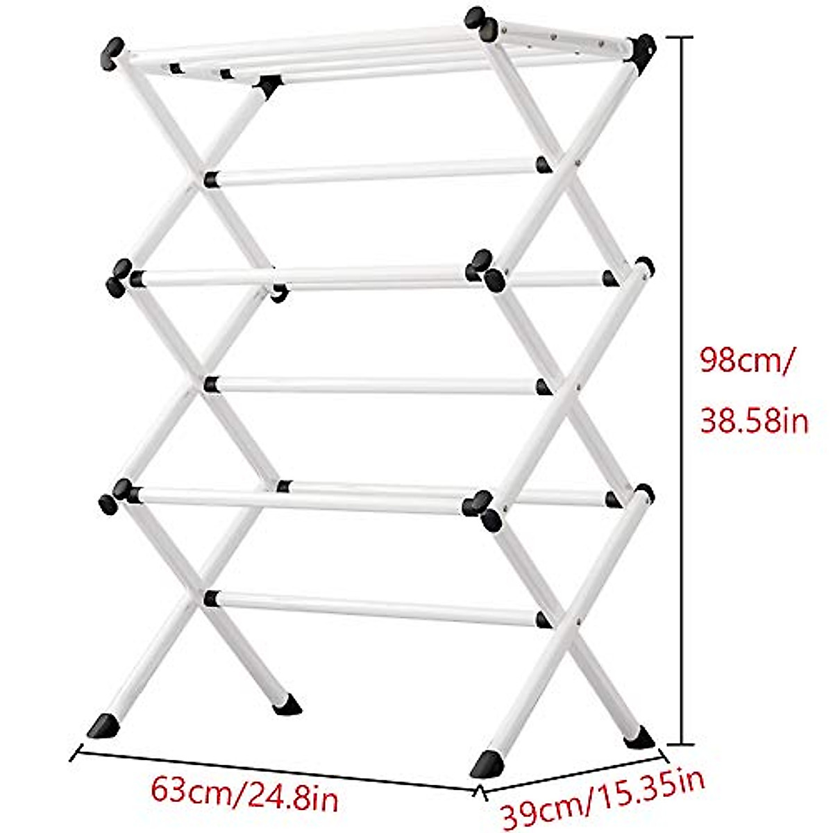 FKUO Household Indoor Folding Clothes Drying Rack, Dry Laundry and Hang Clothes,Towel Rack for Storage (White)