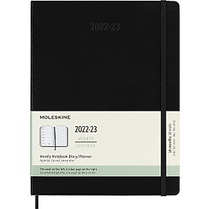 Moleskine Classic 18 Month 2022-2023 Weekly Planner, Hard Cover, XL (7.5" x 9.75"), Black