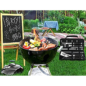 POLIGO 26PCS Camping Grill Utensils Set for Outdoor Grill Set Stainless Steel Grill Accessories in Case - Premium BBQ Tools Grilling Tools Set Ideal Birthday Father's Day Grilling Gifts for Men Dad