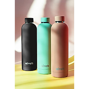Insulated Stainless Steel Water bottle, aiveh, Bottle water, Tea, Coffee, tumbler, Leak Proof, Thermal bottle Water, Thermos, Hot cold bottle, BPA-FREE bottle water, 24oz, Dusty Pink