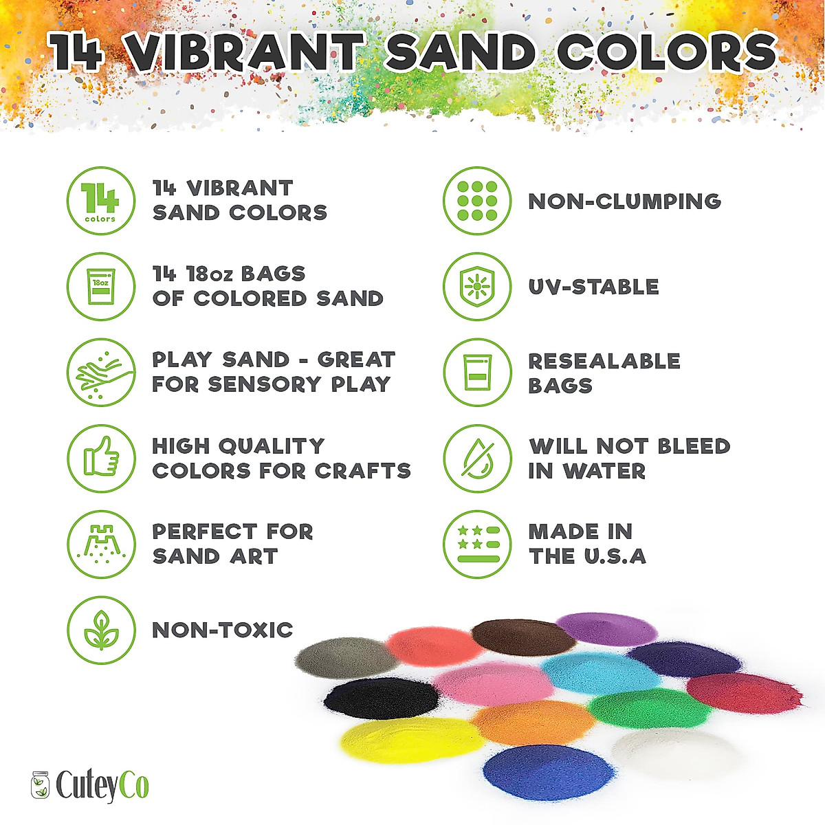 CuteyCo Crafty Sand Pack - 3 Colors: 3 lbs of Vibrant Craft Sand & Play Sand: Red, White, and Blue