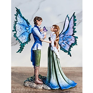 Ebros Amy Brown Family Love Fairy Mother Father and Baby Child Statue 9.5" Tall Fantasy Mythical Faery Garden Magic Collectible Figurine Fairies Pixies Nymphs Decor