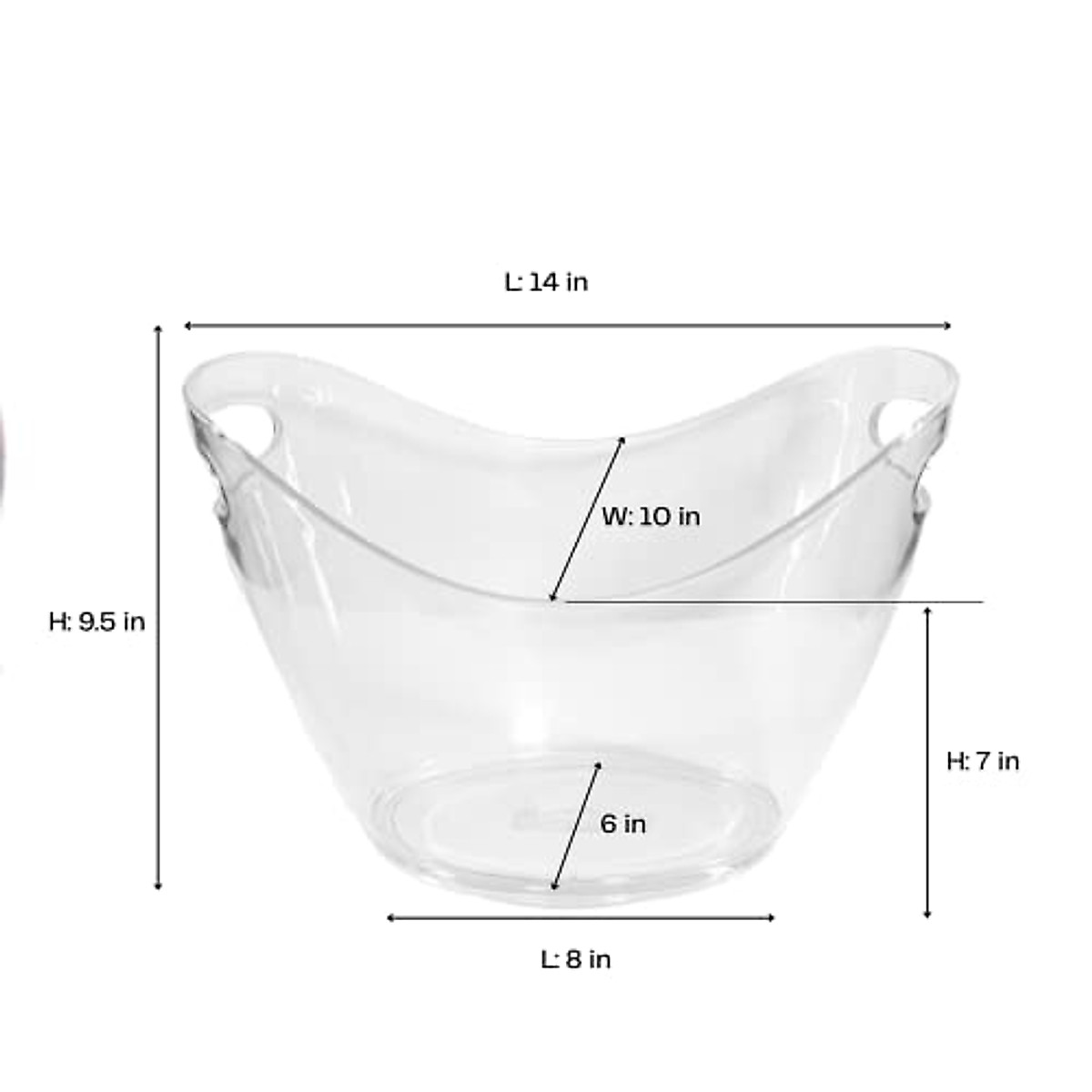 Globull Large Ice Bucket for Cocktail Bar | Mimosa Bar Supplies Ice Tub Champagne Bucket | Ice Buckets for parties | Wine chiller beverage Tub | Clear Ice Bucket for Freezer | Holds 4 Wine bottles 8L